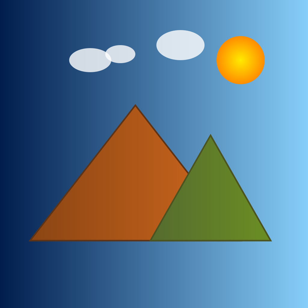 Shaded Mountain Landscape - A vibrant landscape where a glowing sun and ...