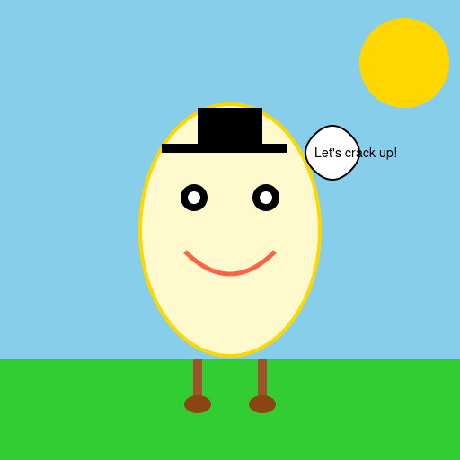 Cheery Chuckling Egg - A giggling egg with dancing eyes and a wobbly ...