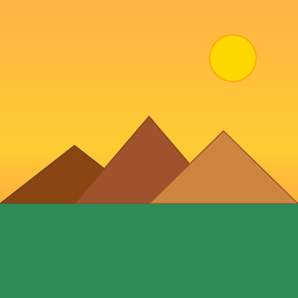Sunset Mountain Vista - A vibrant sunset with playful mountains and a ...