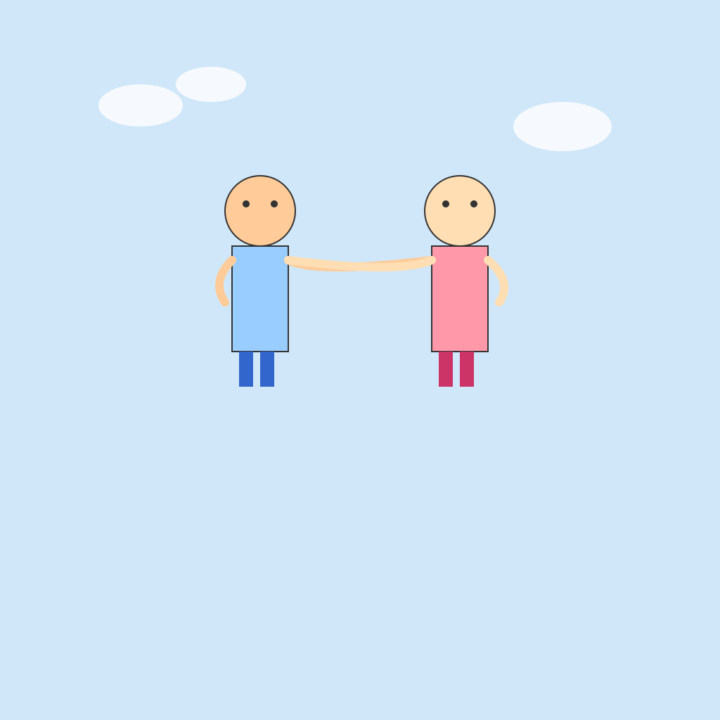 Friendly Hug! - Two colorful characters sharing a warm hug, proving ...