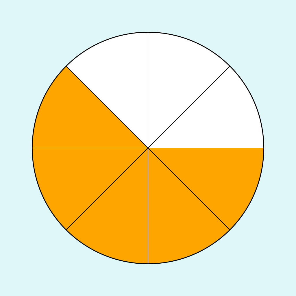 8-Sliced Orange Circle Fun - A circular pizza divided into 8 slices ...