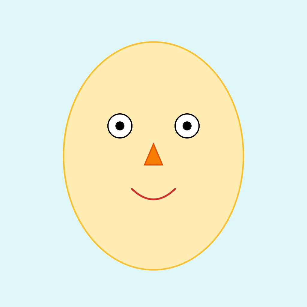 Cheerful Face with Expressive Features - A playful face complete with ...