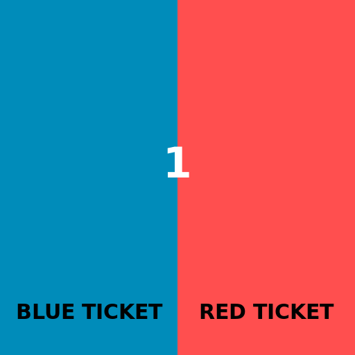 Blue and Red Ticket - "I hope you win the prize with your ticket ...