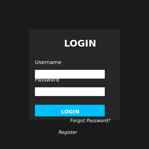 Futuristic Login Screen with Forgot Password and Register Links ...